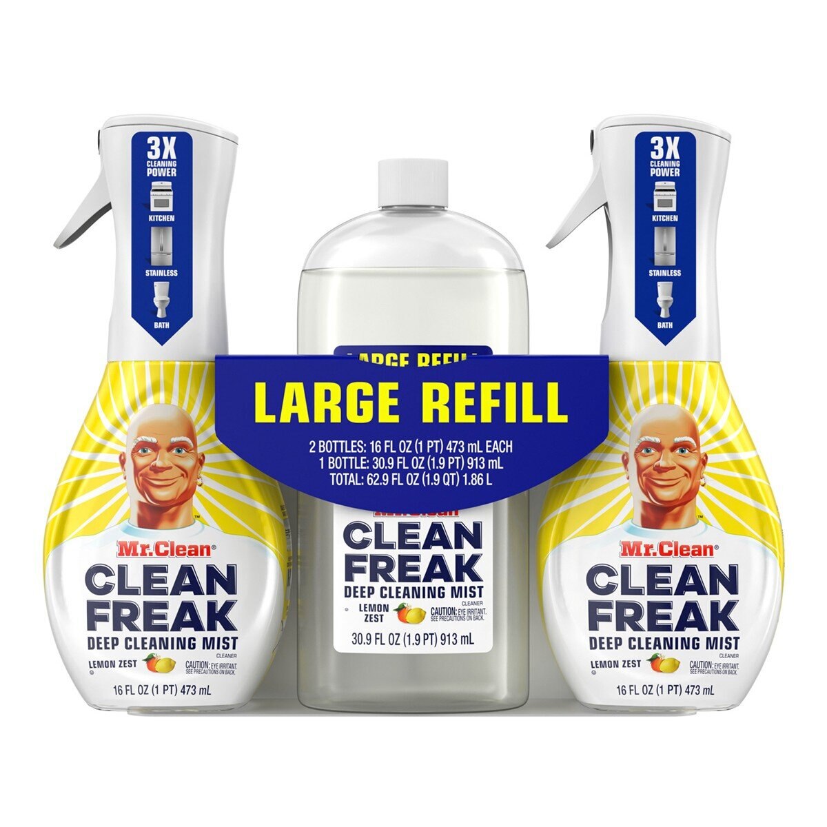 Mr. Clean 多用途清潔劑 檸檬香 噴槍 473毫升 X 2入 + 補充瓶 913毫升 | Costco 好市多
