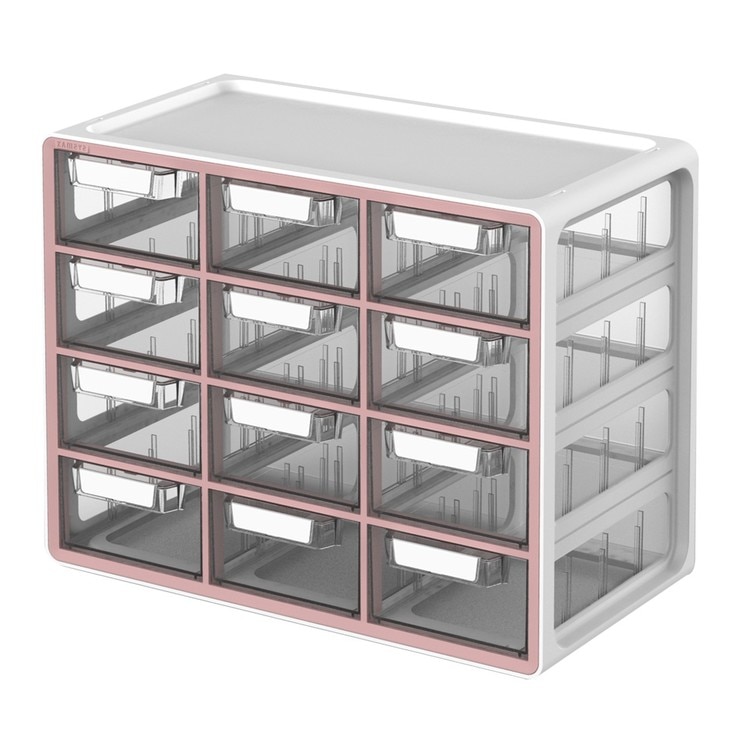 Sysmax 桌上型多用途系統收納盒 12 格抽屜 粉色 | Costco 好市多線上購物