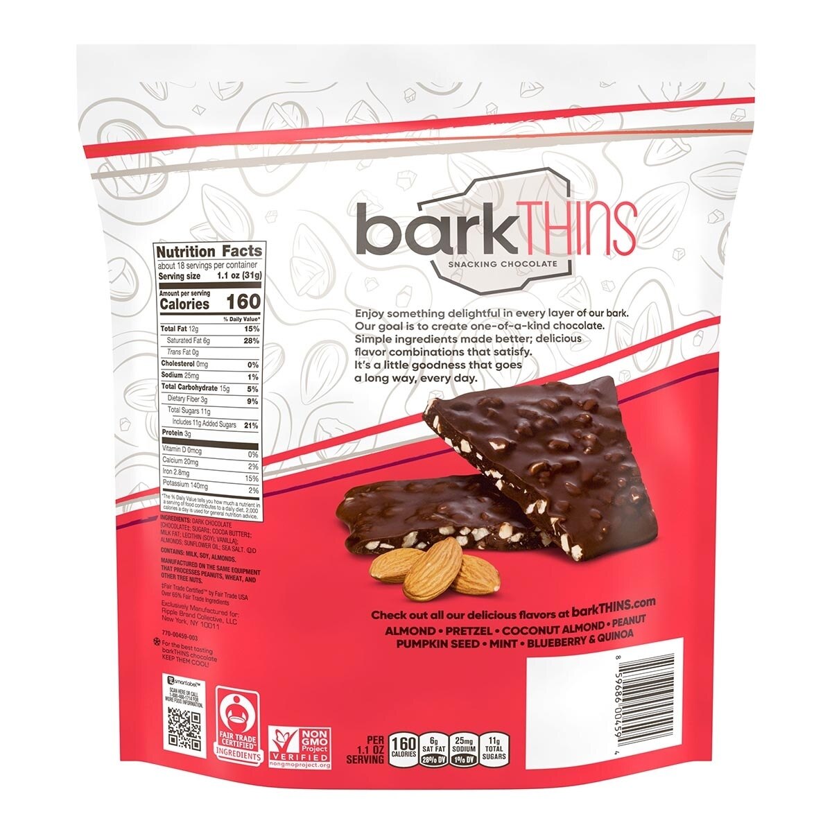 BarkTHINS 海鹽杏仁黑巧克力脆片 567公克 | Costco 好市多線上購物