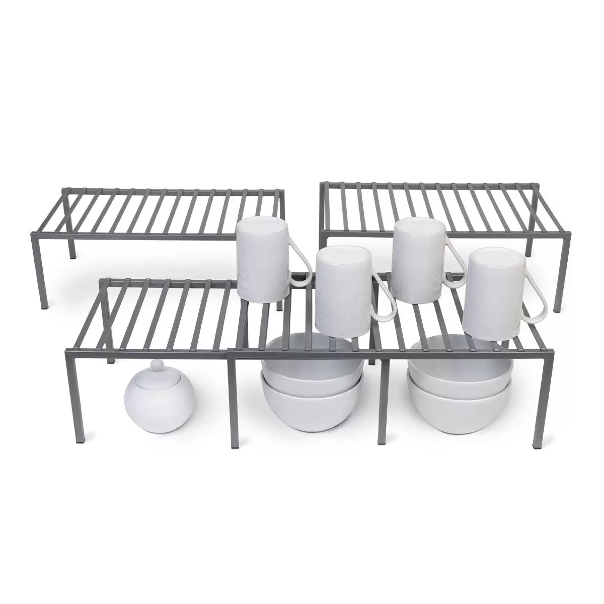 Smart Design 伸縮收納架4件組 灰 #1439962-GRAY｜Costco好市多必買推薦