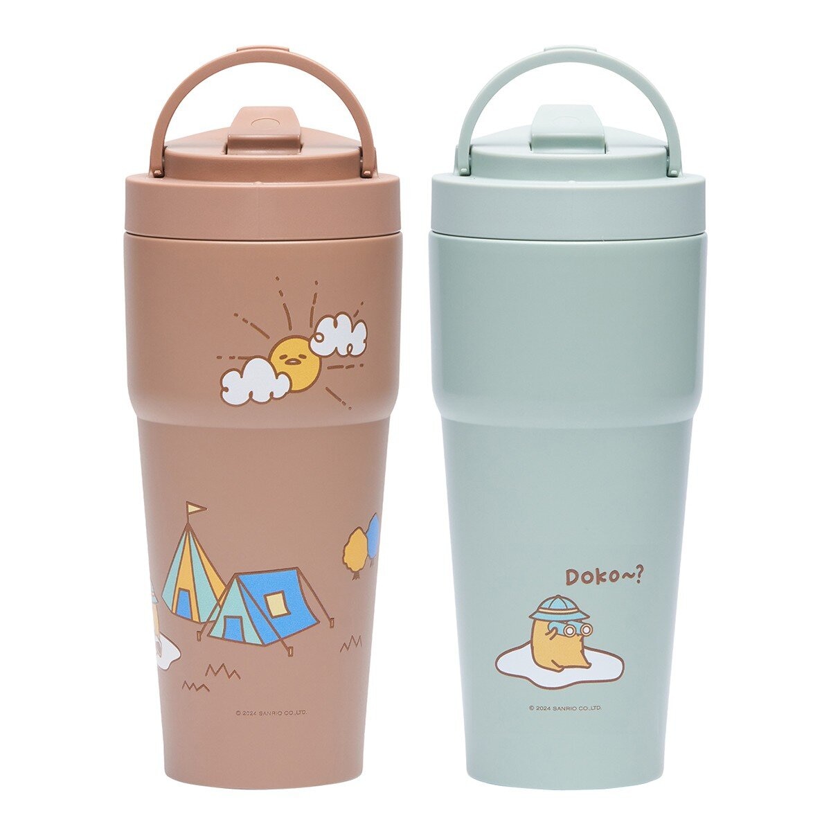 WOKY 沃廚 X 三麗鷗 渾圓杯雙層陶瓷保冷保溫瓶 750毫升 X 2件組 蛋黃哥 Lazy Camping