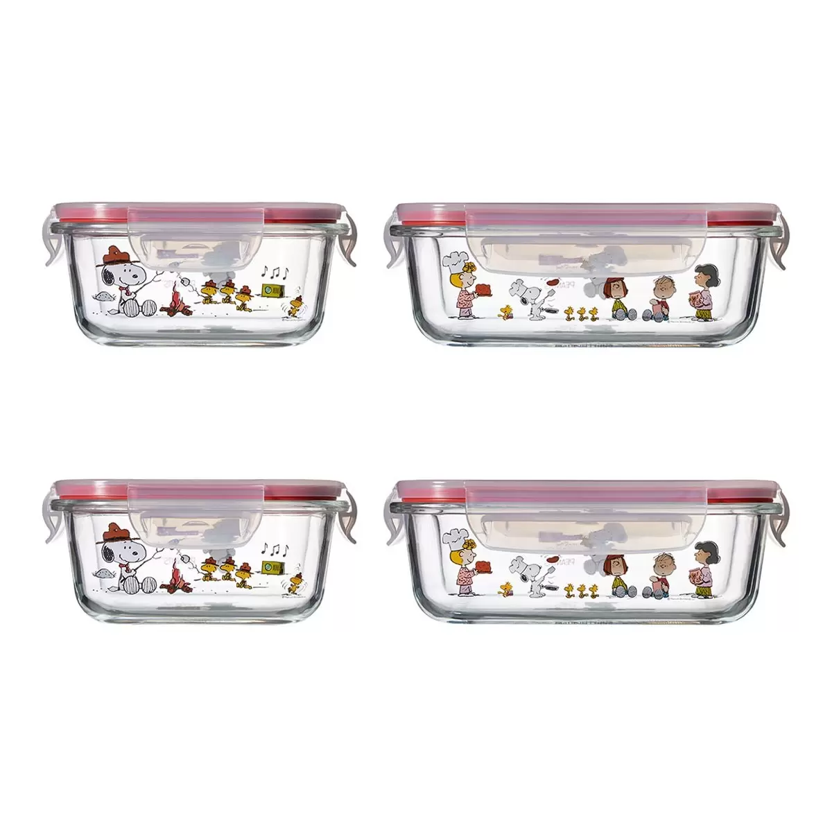 Pyrex Snoopy 玻璃密封保鮮盒含蓋 8件組 #130955｜Costco好市多必買推薦
