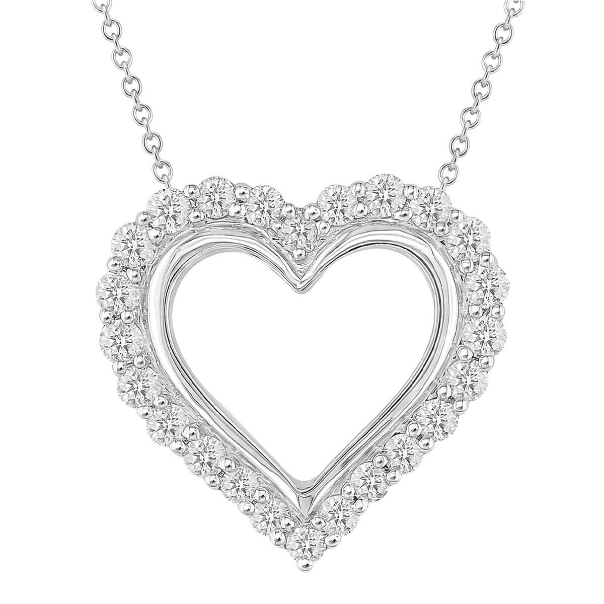 0.25克拉 14K白K金 心型圓形鑽石項鍊 VS2/I | Costco 好市多