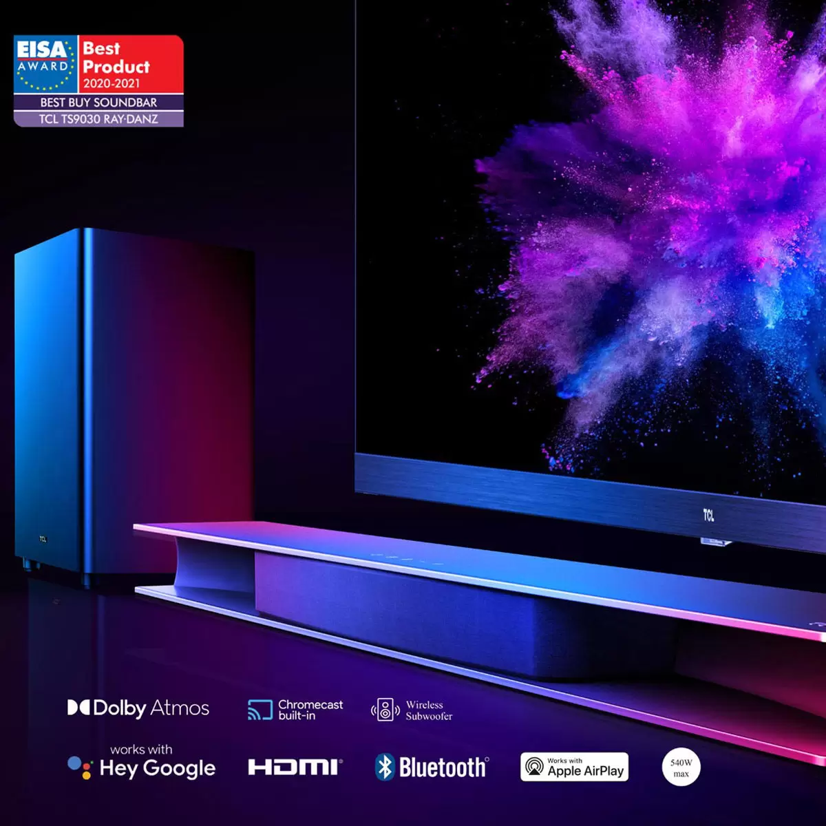 TCL RAY DANZ 3.1聲道藍芽Soundbar 重低音家庭劇院組 TS9030 #137479｜Costco好市多必買推薦