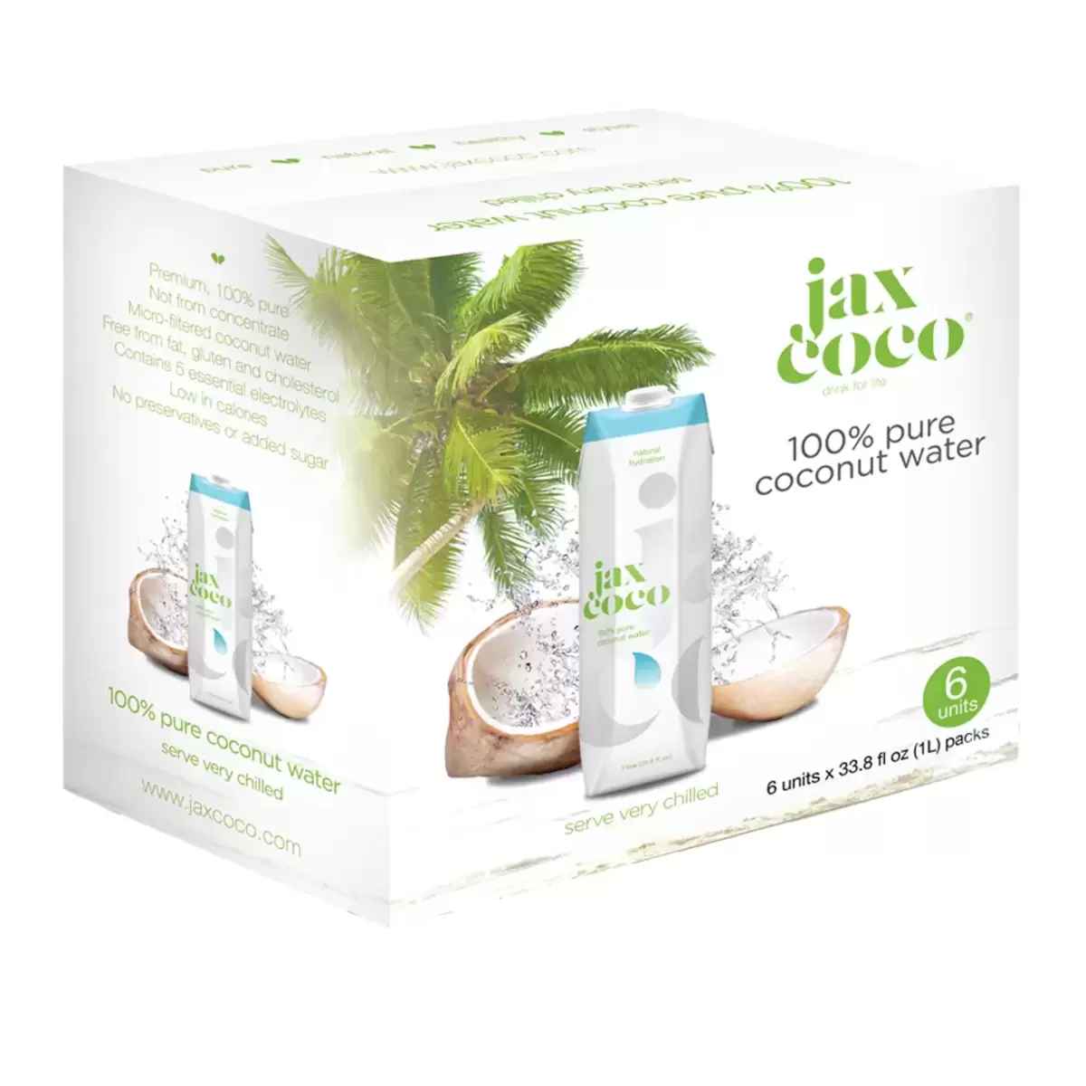 Jax CoCo 純天然青椰子水 1公升 X 6入 #109022｜Costco好市多必買推薦